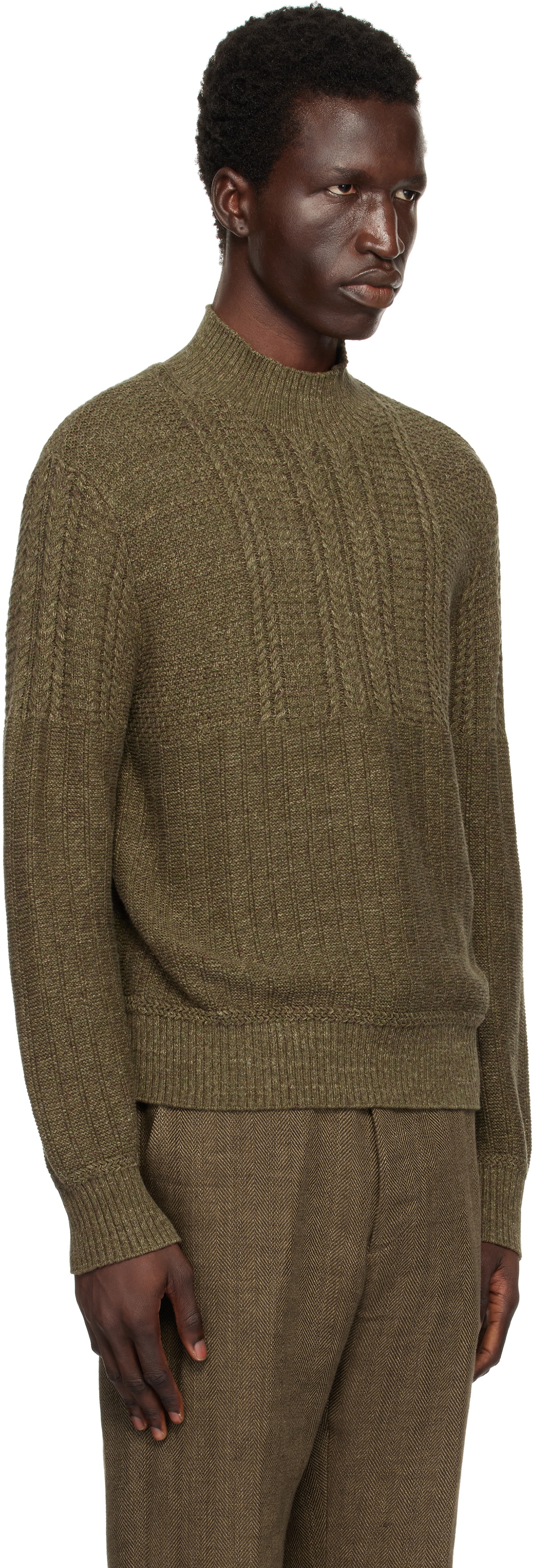 RRL Green Cotton Mockneck Sweater RRL