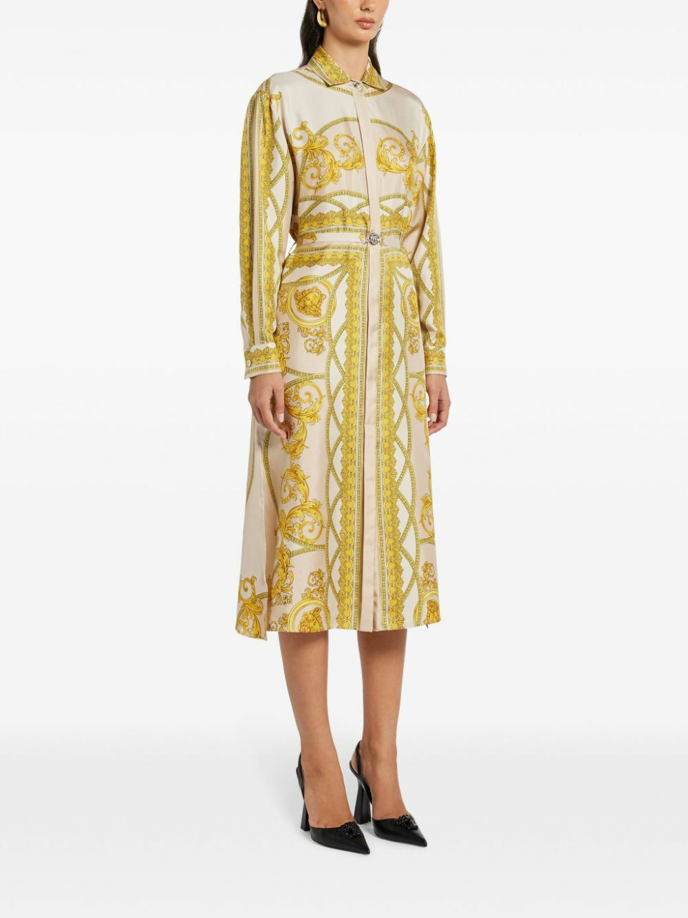 VERSACE - Barocco Print Silk Shirt Dress Versace