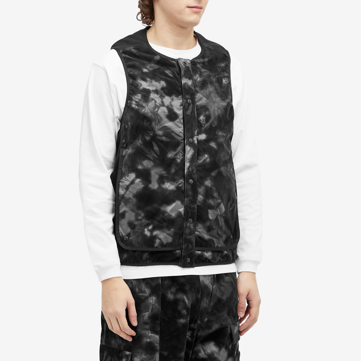 Y-3 Men's AOP Flock Nylon Shell Crew Vest in Grey Y-3