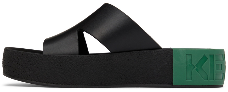 Kenzo Black & Green Kenzoyama Leather Sandals Kenzo