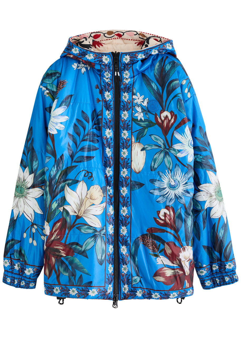 Farm Rio Printed Quilted Reversible Shell Jacket Blue Farm Rio