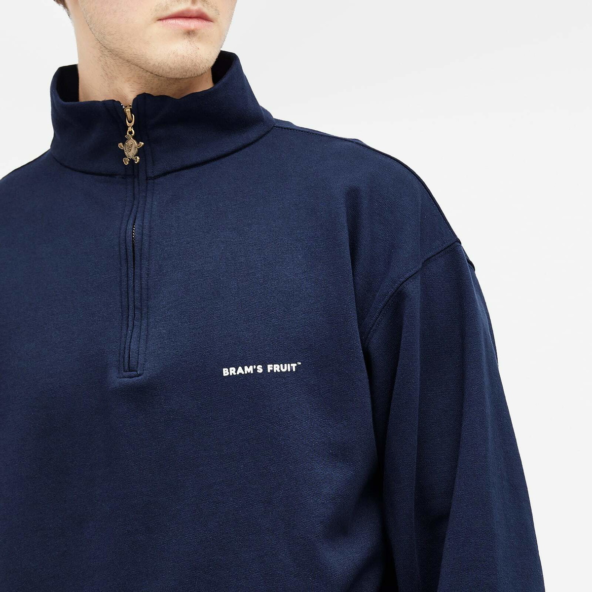Bram's Fruit Men's Lemon Quarter Zip Sweatshirt in Navy Bram's Fruit