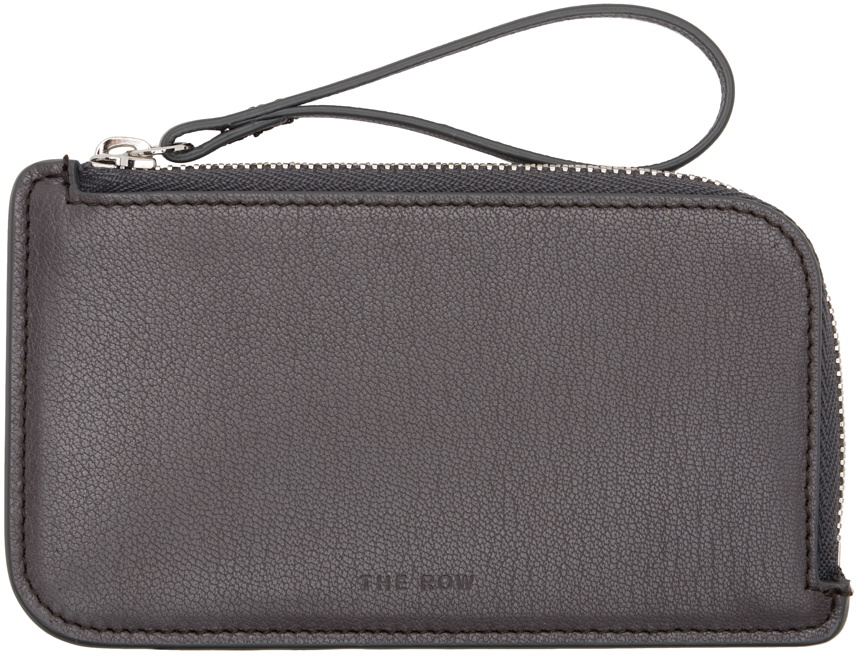 The Row Gray Zipped Leather Wallet The Row