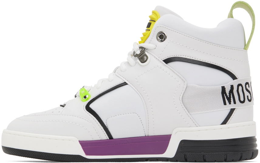 Moschino White Streetball High-Top Sneakers Moschino