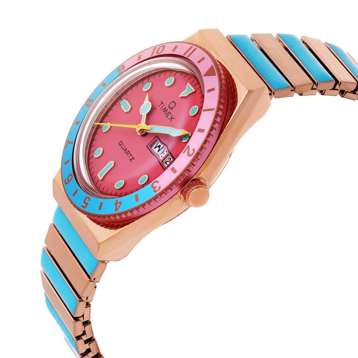 Timex Q Timex Malibu Quartz Pink Dial Ladies Watch TW2U81500 Timex