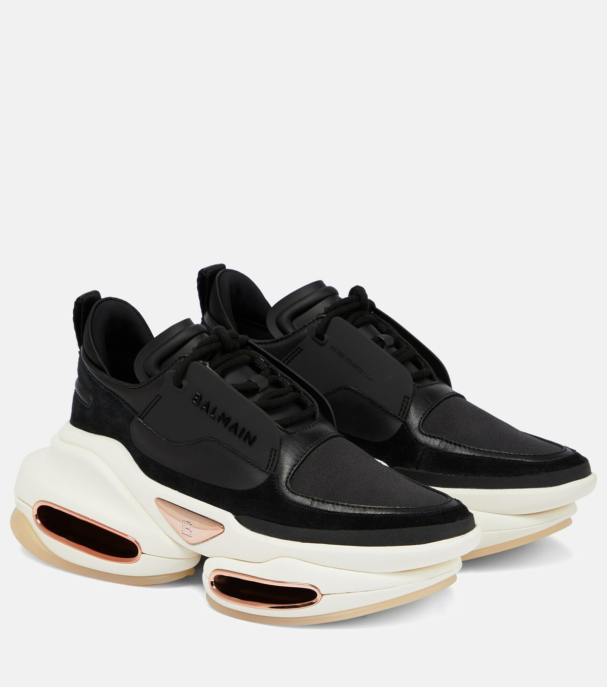 Balmain - BBold leather-trimmed sneakers Balmain