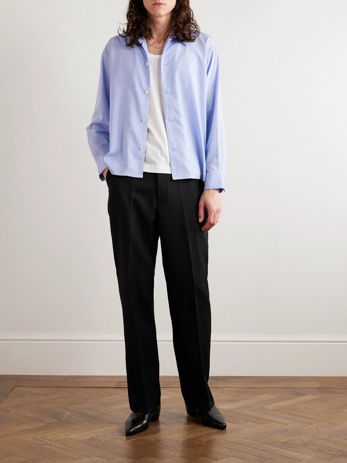 SECOND / LAYER - Cutaway-Collar Cotton-Blend Shirt - Blue Second/Layer