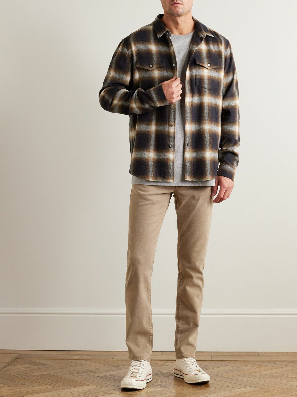 FRAME - Checked Brushed Cotton-Flannel Shirt - Brown Frame Denim