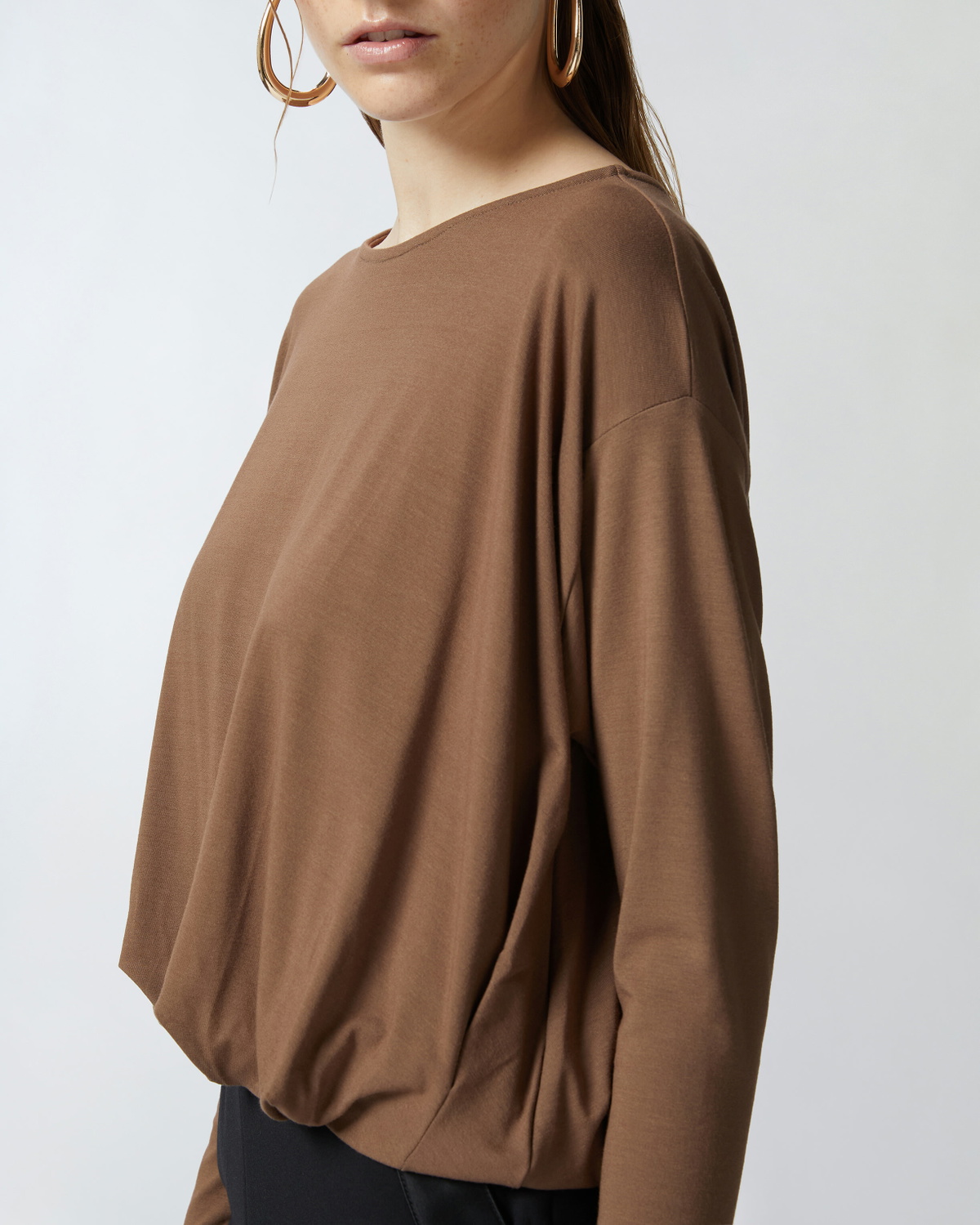 Pinko Draped Flowing Jersey Sweater Dark Earth Pinko