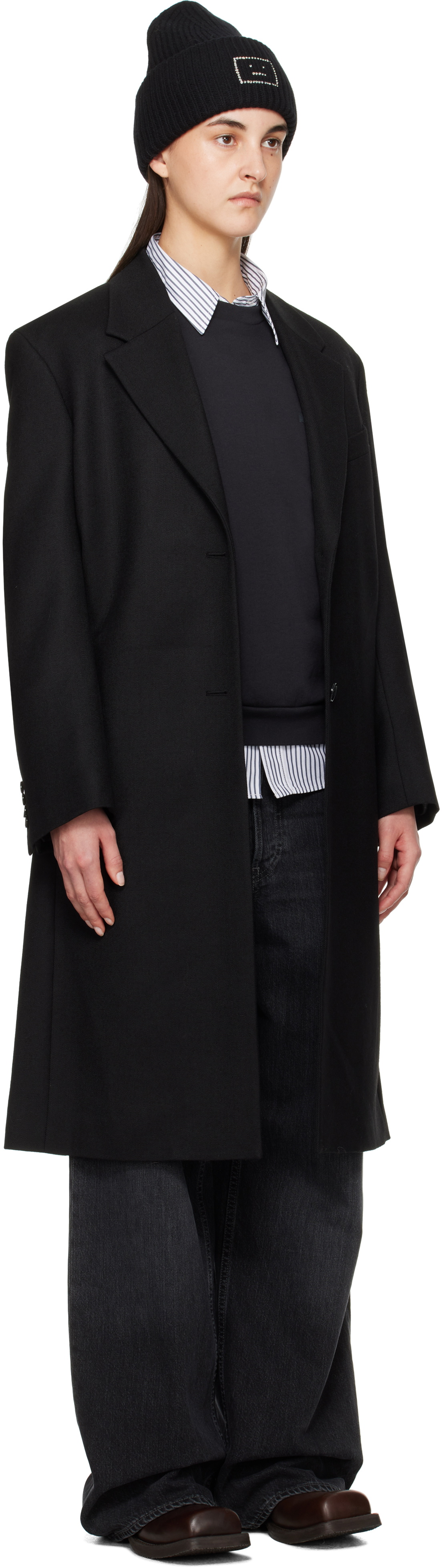 Acne Studios Black Single-breasted Wool Coat Acne Studios