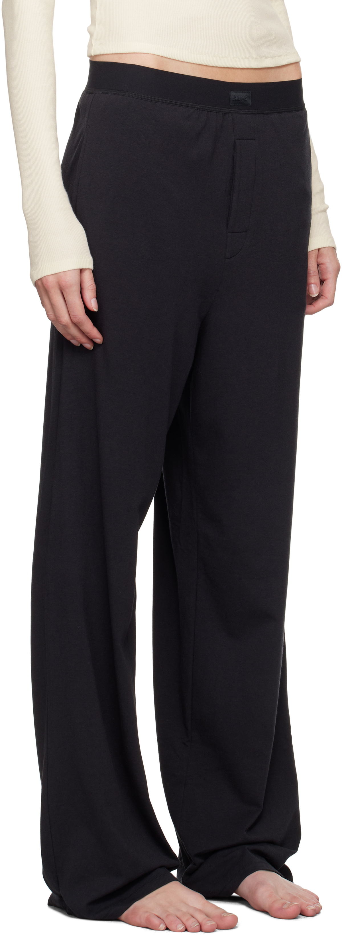SKIMS Black Boyfriend Loose Lounge Pants SKIMS
