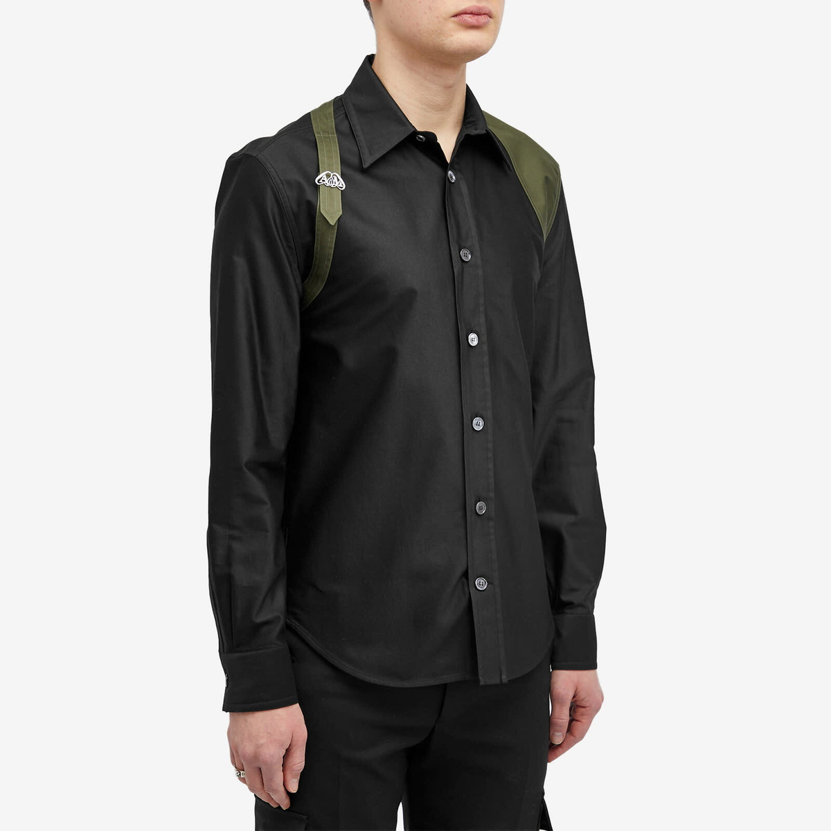 Alexander McQueen Men's Harness Shirt in Black Alexander McQueen