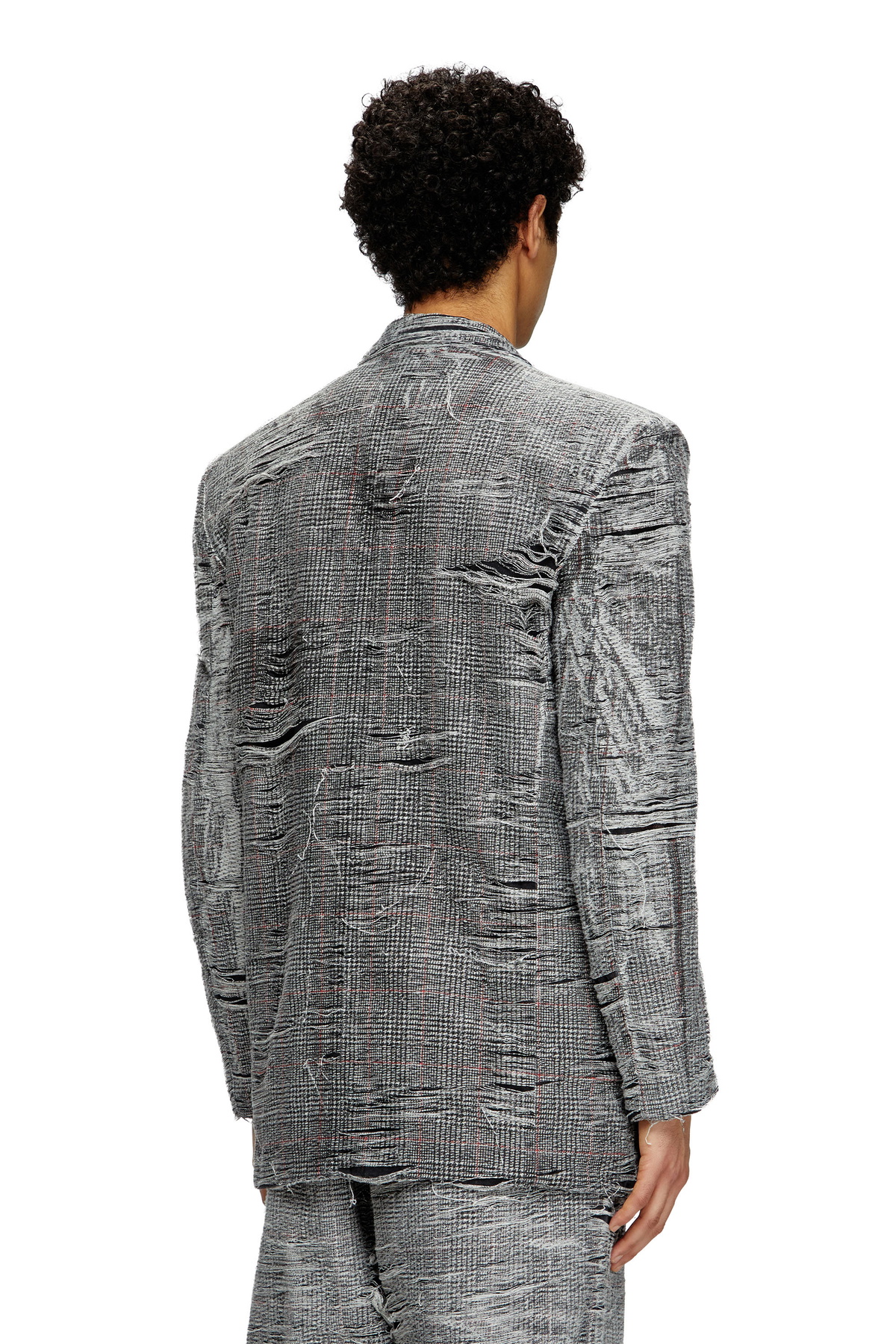 Diesel Blazer in distressed Prince of Wales denim - Denim Jackets Mens ...