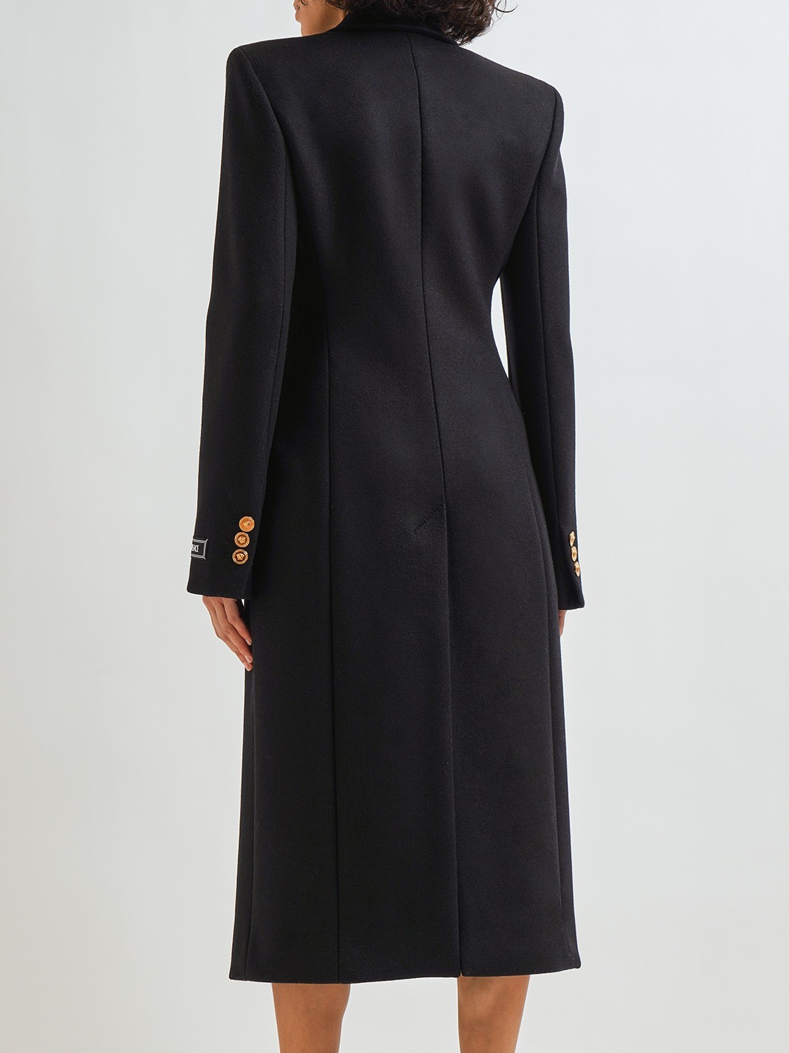 VERSACE - Single Breasted Wool Felt Long Coat Versace