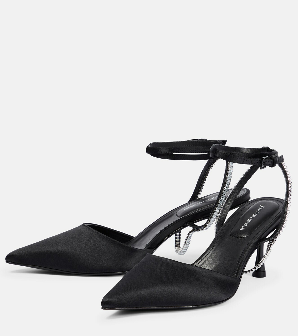 Simkhai - Sam crystal-embellished satin pumps Simkhai