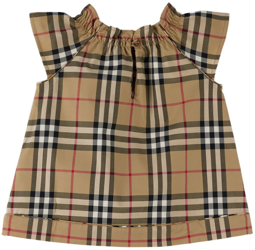 Burberry Baby Beige Vintage Check Dress & Bloomers Set Burberry