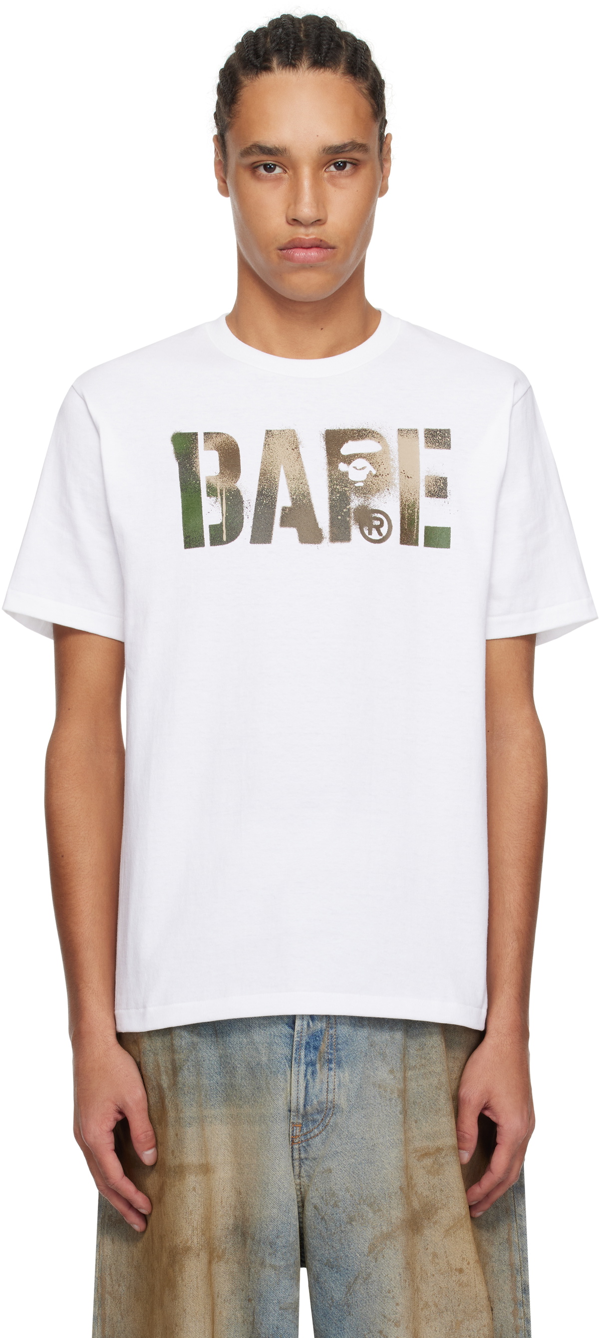 Bape White Map Camo Stencil Bape Logo T Shirt A Bathing Ape
