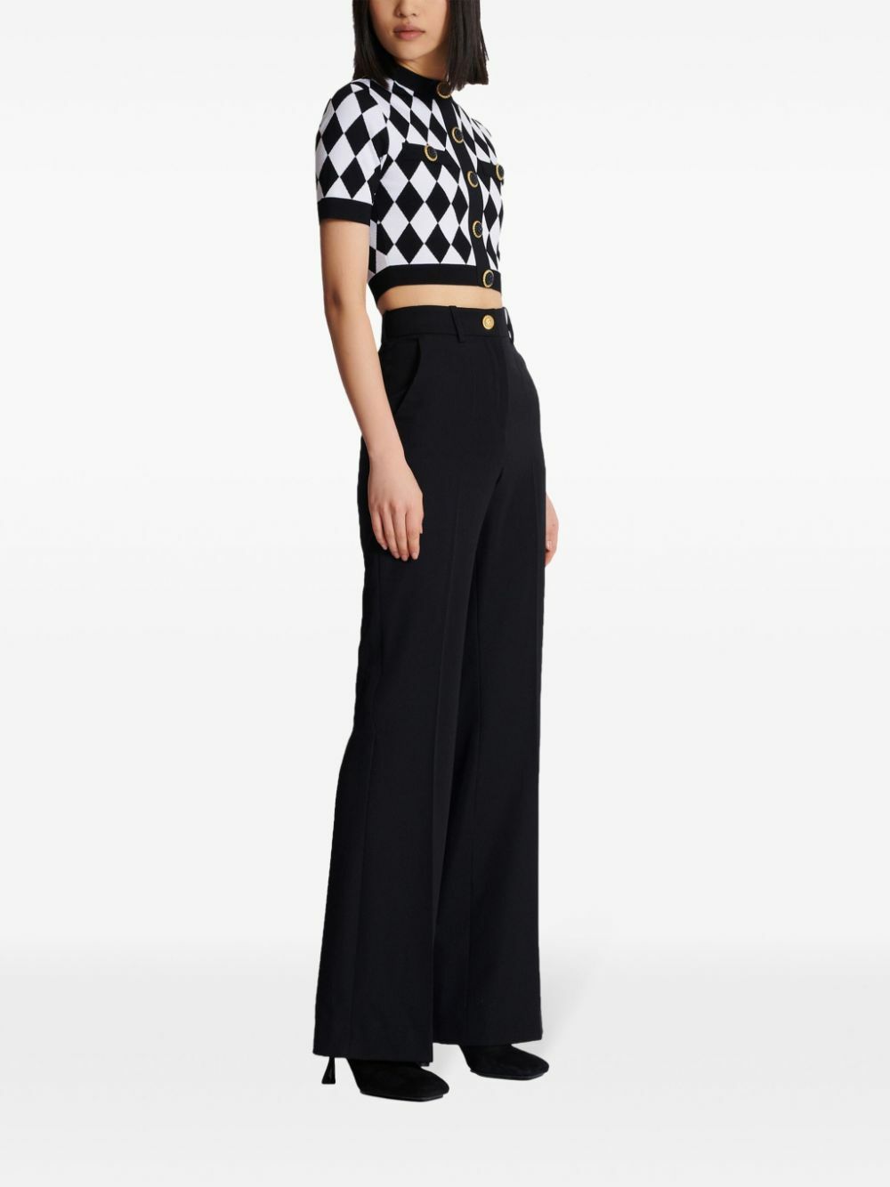 BALMAIN - Buttoned Diamond Crop Top Balmain