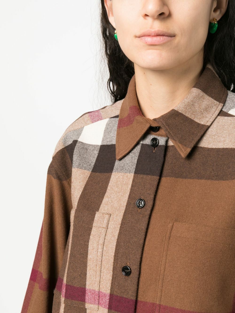 BURBERRY - Check Motif Wool Shirt Burberry