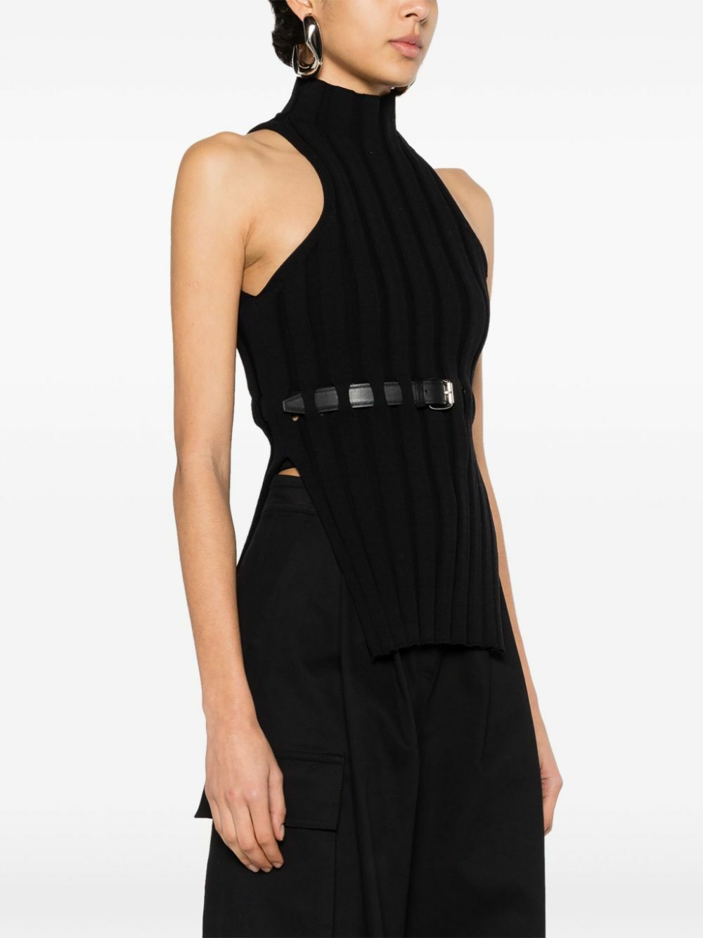Alexander Wang Black Belted Ribbed Tank Top Alexander Wang