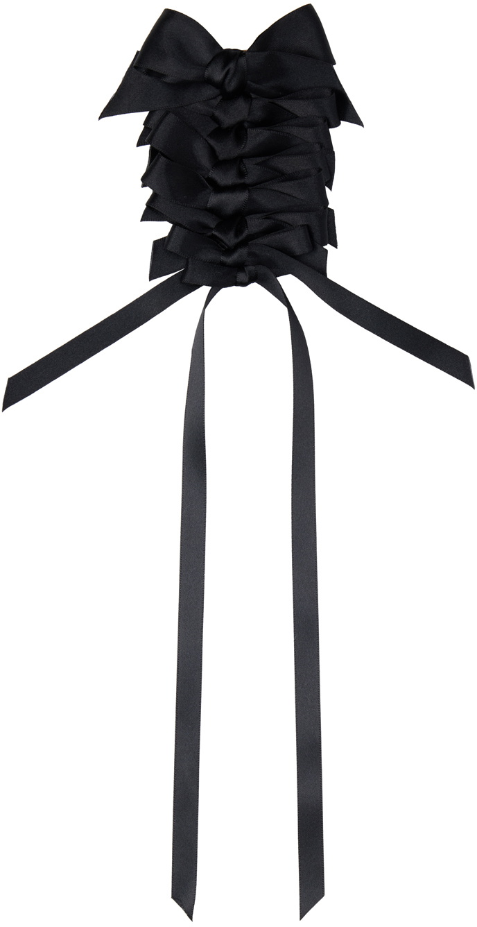 Simone Rocha Black Long Rosette Bow Brooch Simone Rocha