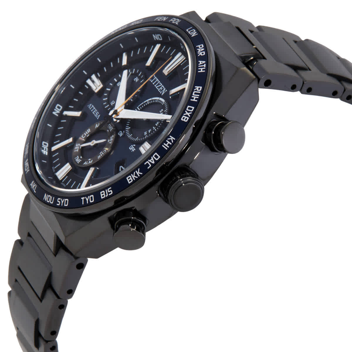 Citizen Attesa Perpetual Alarm World Time Chronograph Blue Dial Mens ...