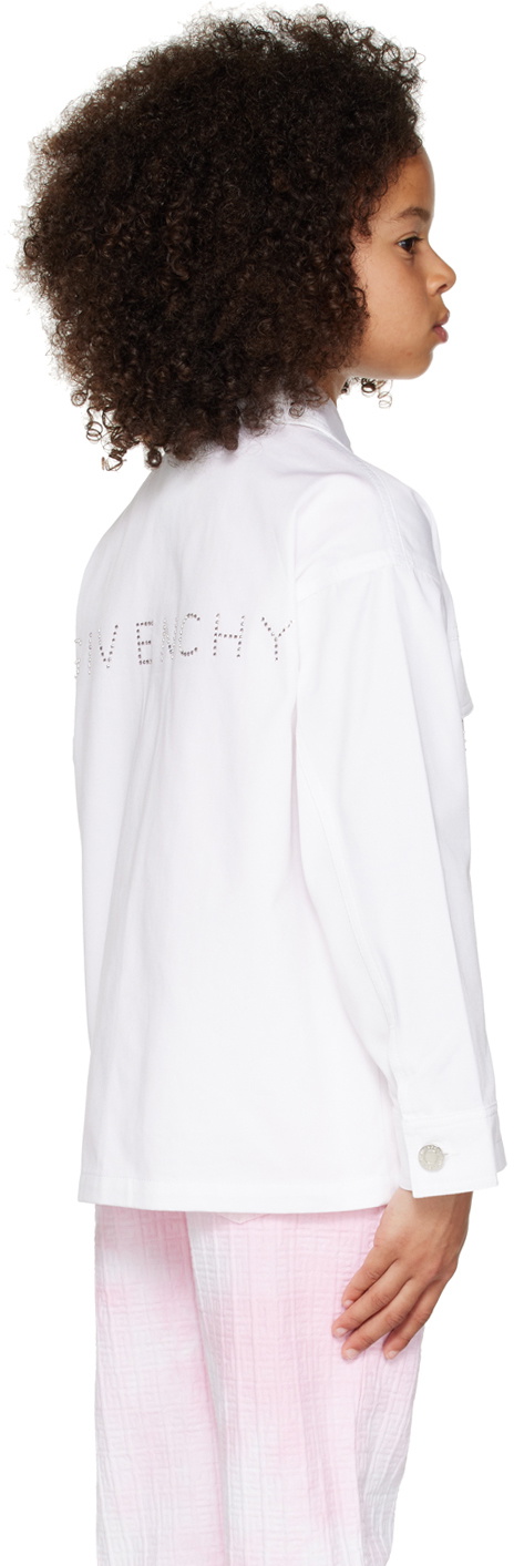 Givenchy Kids White Crystal-Cut Denim Jacket Givenchy