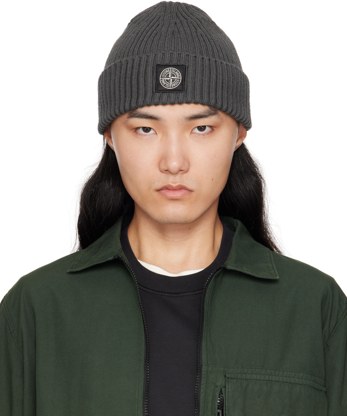 Stone Island Gray N100002 Full Rib RWS Wool Beanie Stone Island