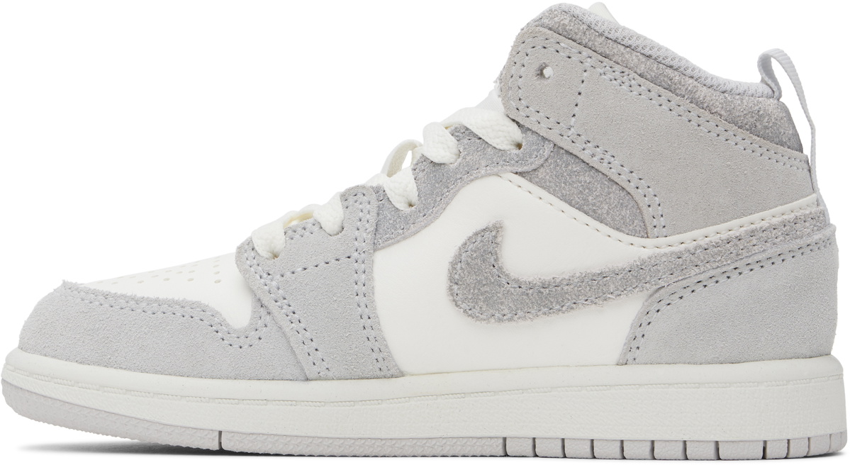 Nike Jordan Little Kids White & Gray Jordan 1 Mid SE Sneakers Nike ...