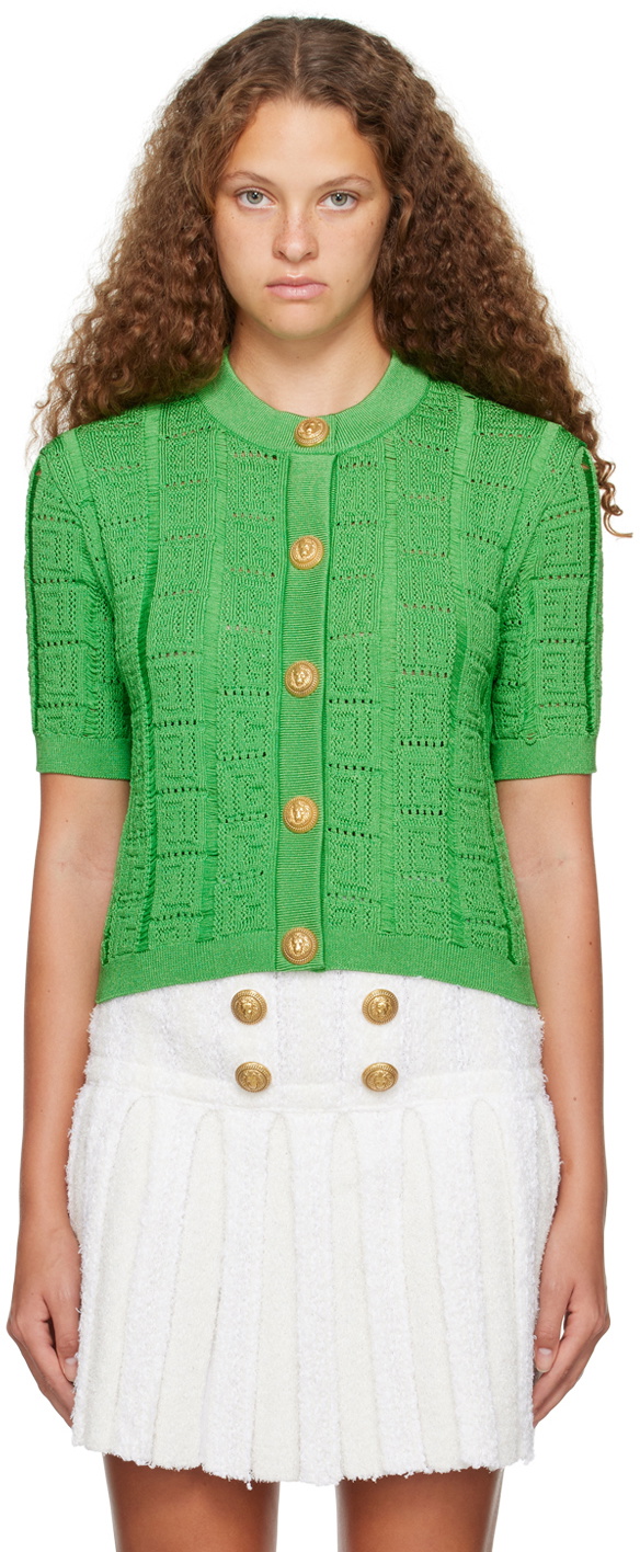 Balmain Green Monogram Cardigan Balmain