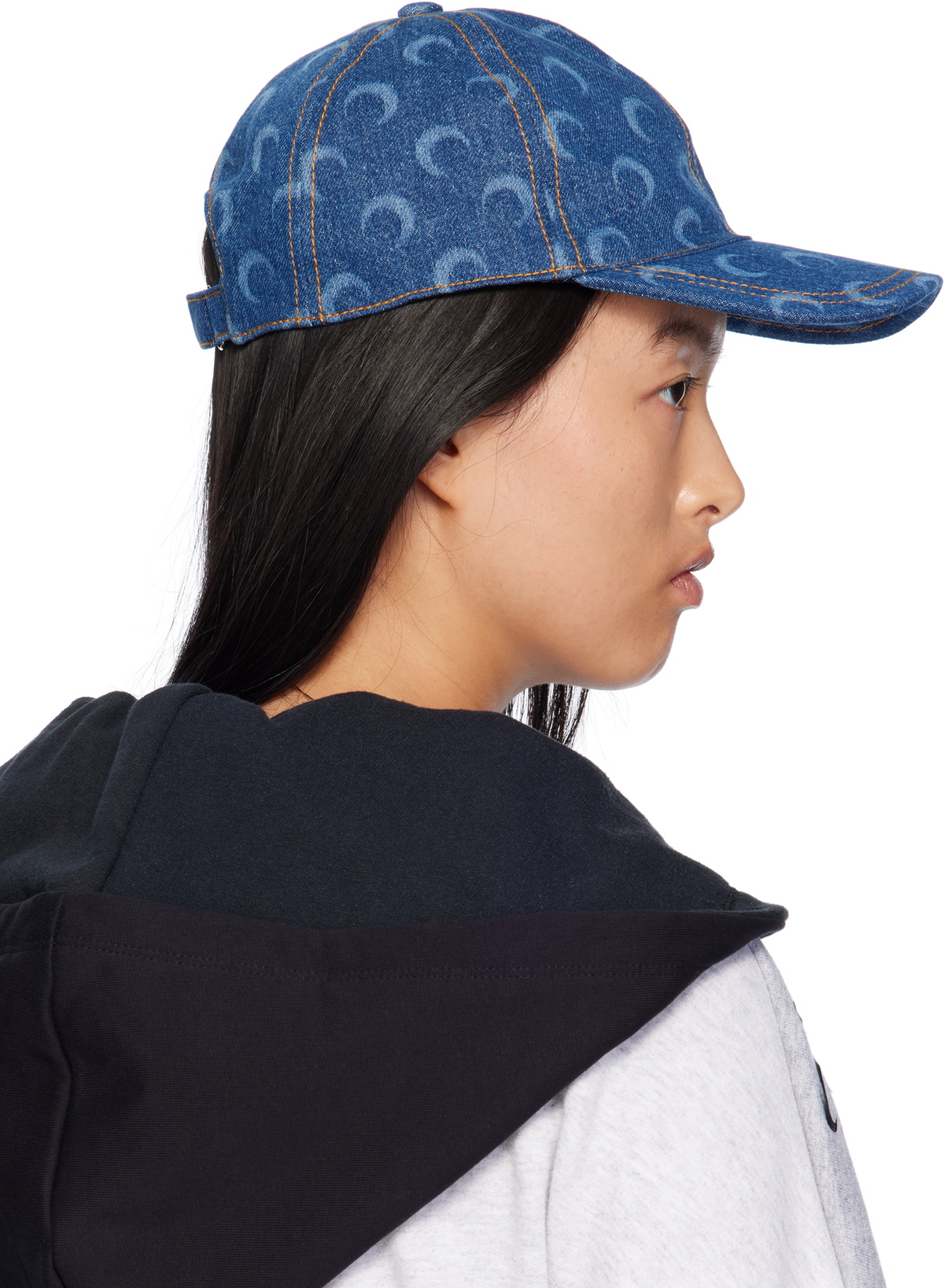 Marine Serre Blue Moon Laser Denim Cap Marine Serre