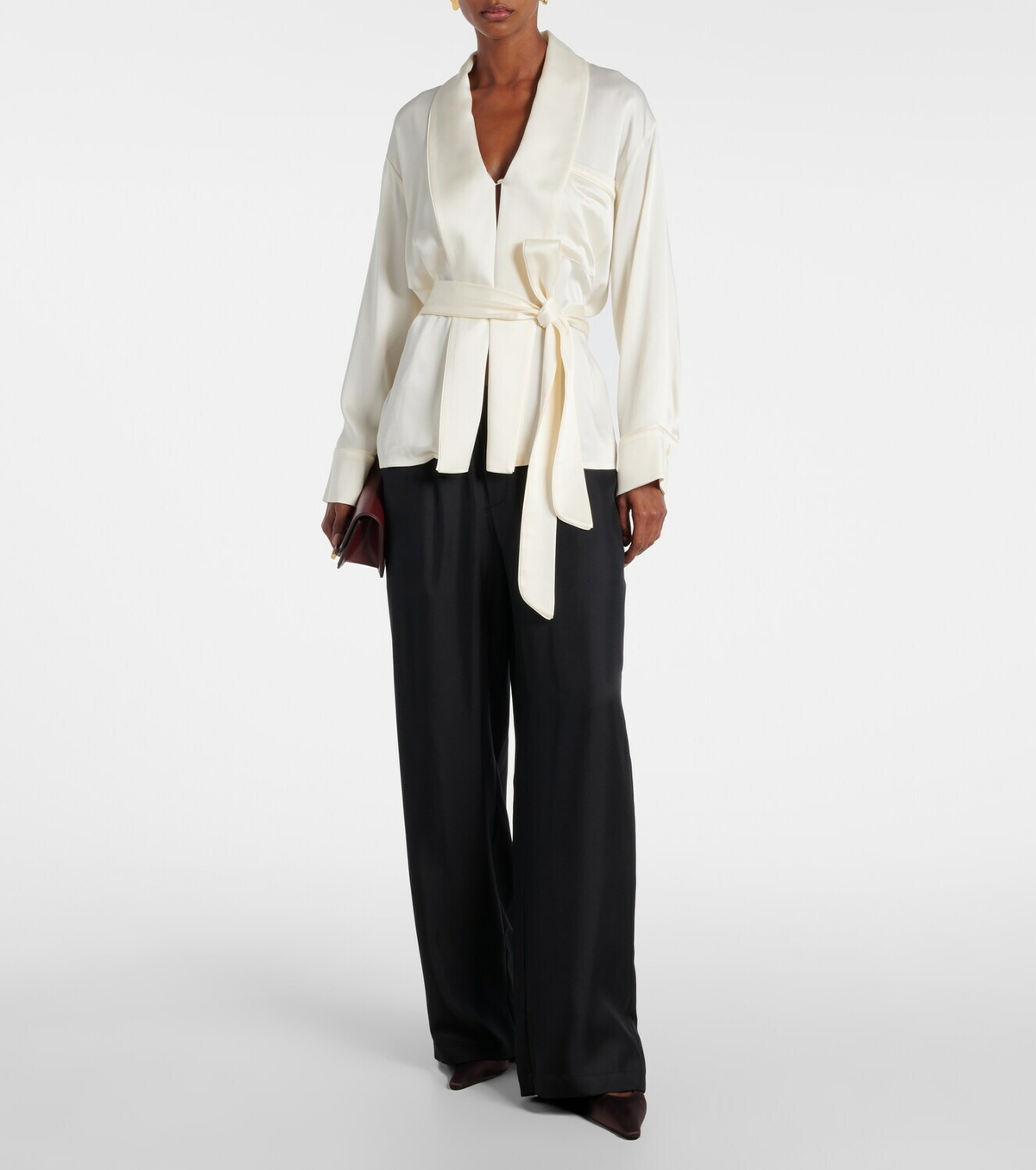 Victoria Beckham Belted satin wrap top Victoria Beckham