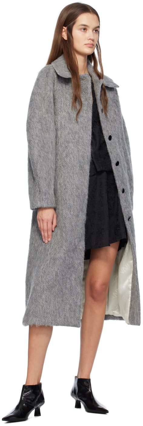 GANNI Gray Fluffy Coat GANNI