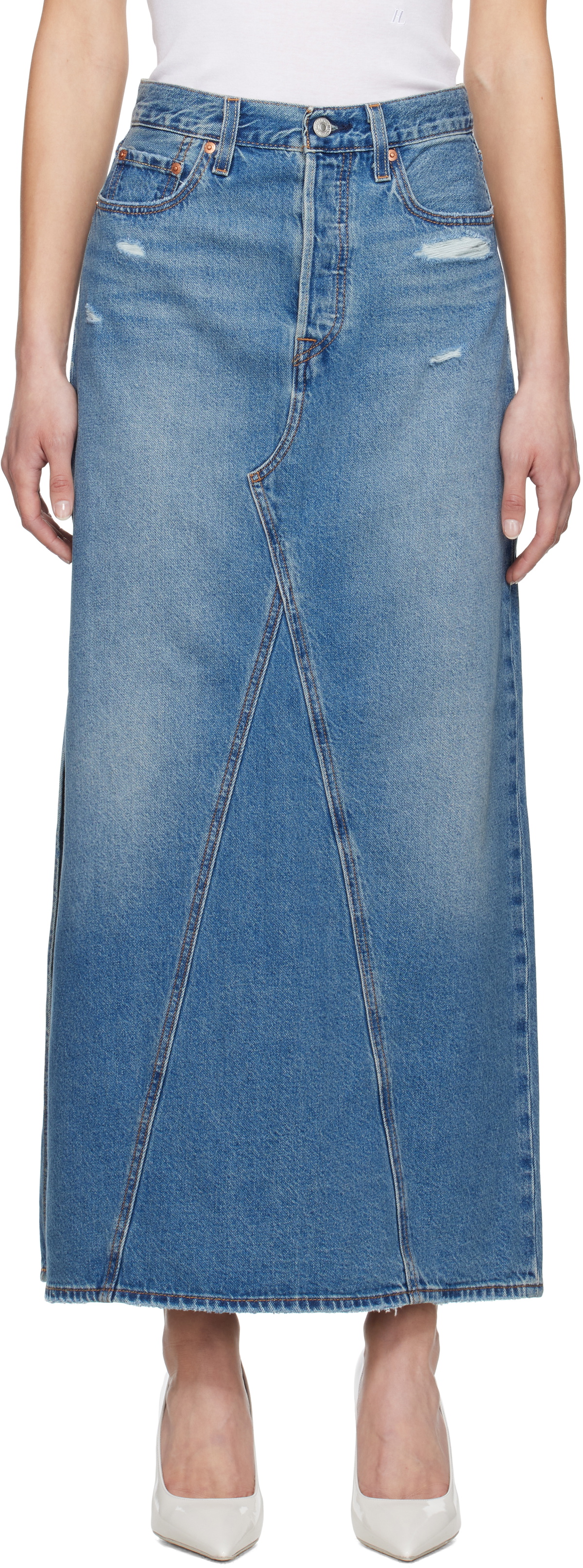 Levi's Blue Icon Denim Maxi Skirt Levi's Red