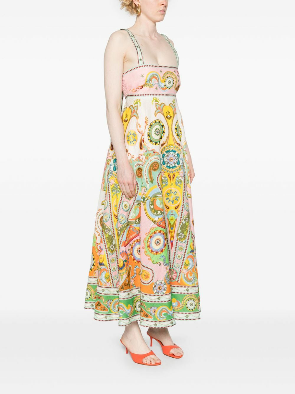 ALEMAIS Pink Pinball Linen Midi Dress ALÉMAIS