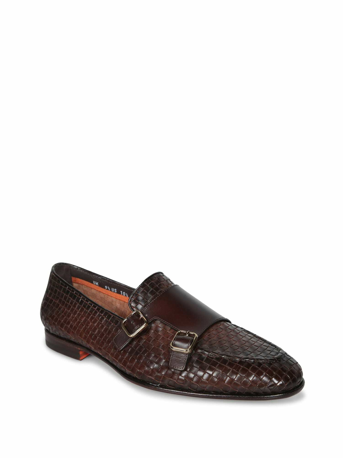 Santoni Dark Brown Woven Leather Loafer Santoni