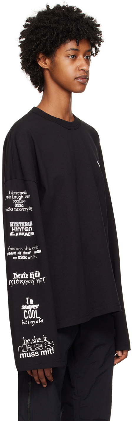032c Black Supersize Content Long Sleeve T-Shirt 032c