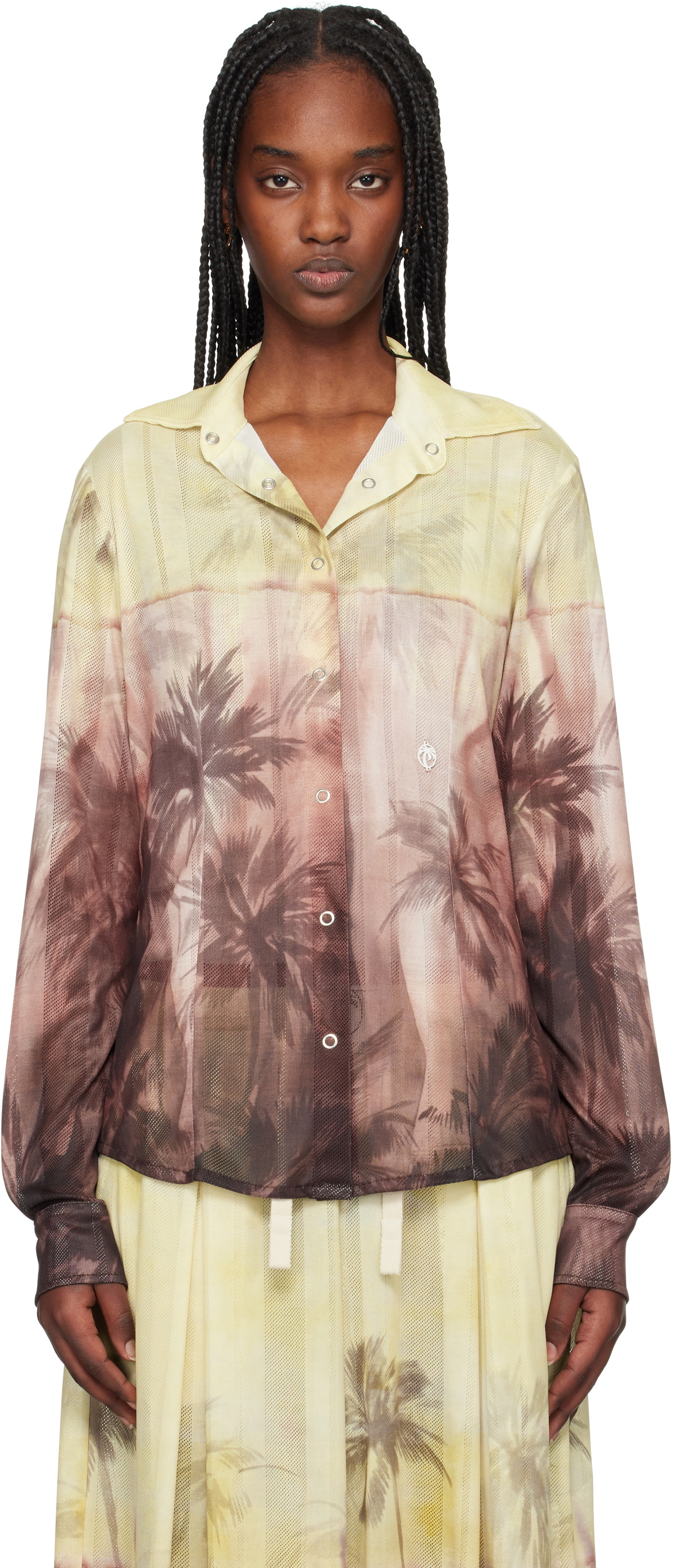 Palm Angels Yellow & Brown Sunset Palms Shirt Palm Angels