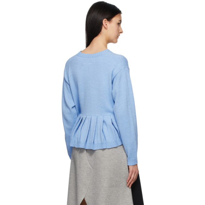 MM6 Maison Margiela Blue Pleated Back Sweater MM6 Maison Margiela