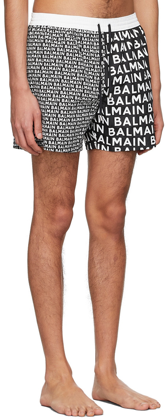 Balmain Black Polyester Swim Shorts Balmain