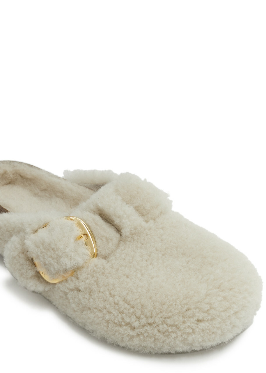 Birkenstock Boston Teddy Shearling Sliders Cream Birkenstock