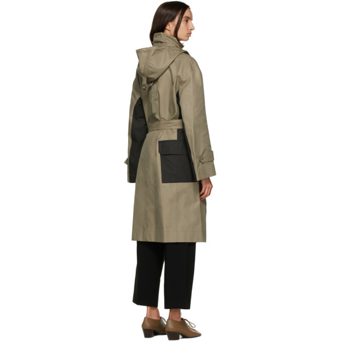 LOW CLASSIC Khaki Colorblock Hood Coat Low Classic