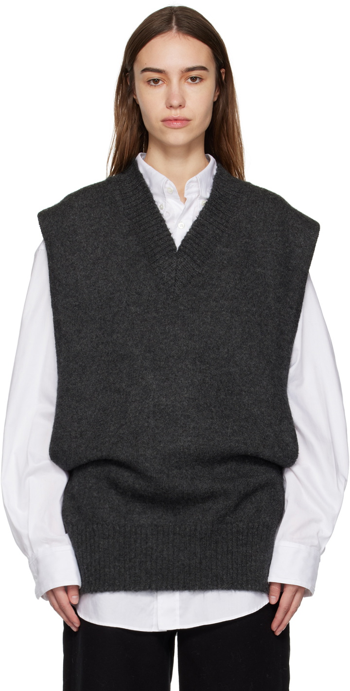 Maison Margiela Gray V-Neck Stole Maison Margiela