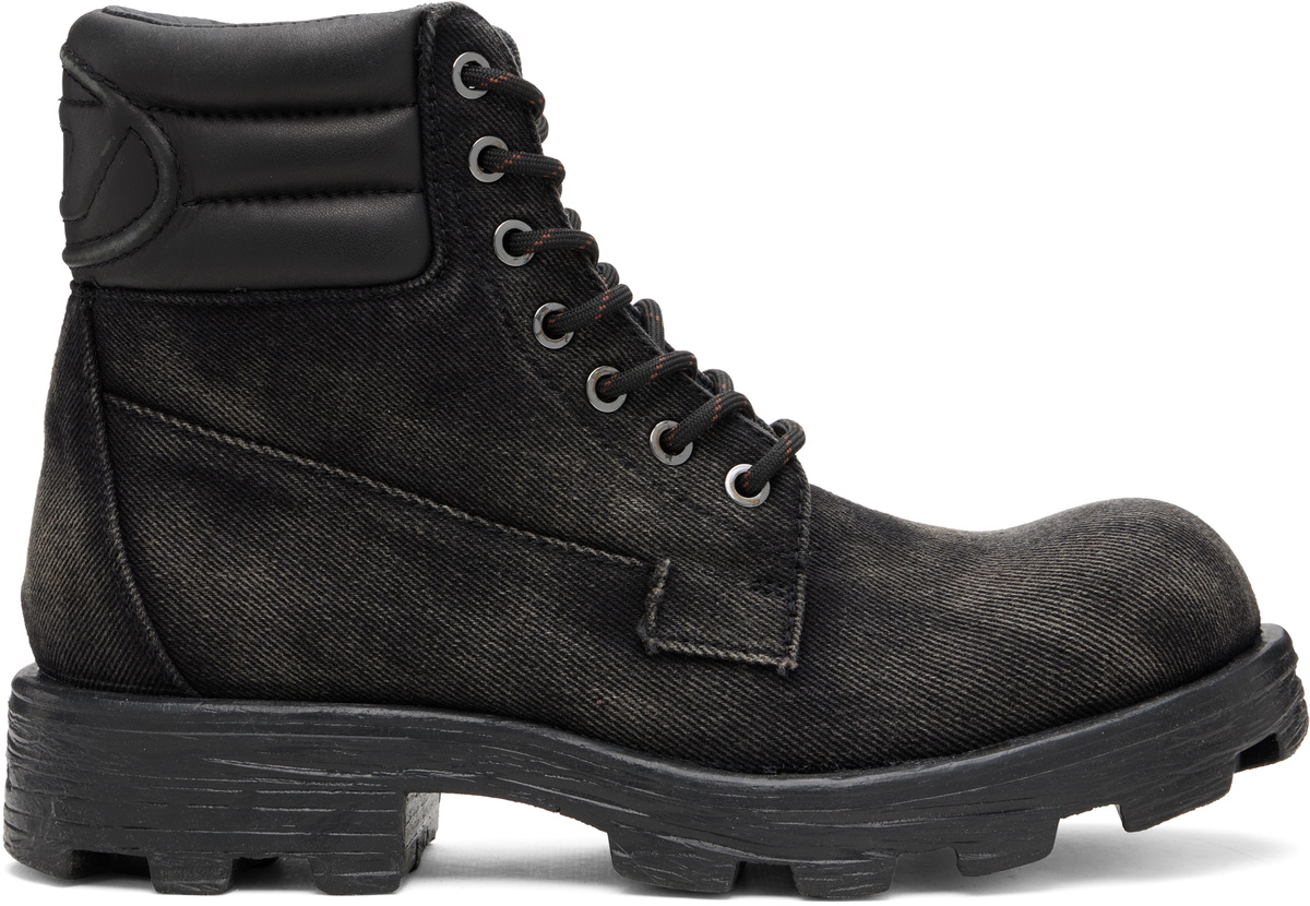 Diesel Black D-Hammer Lace Up Boots Diesel