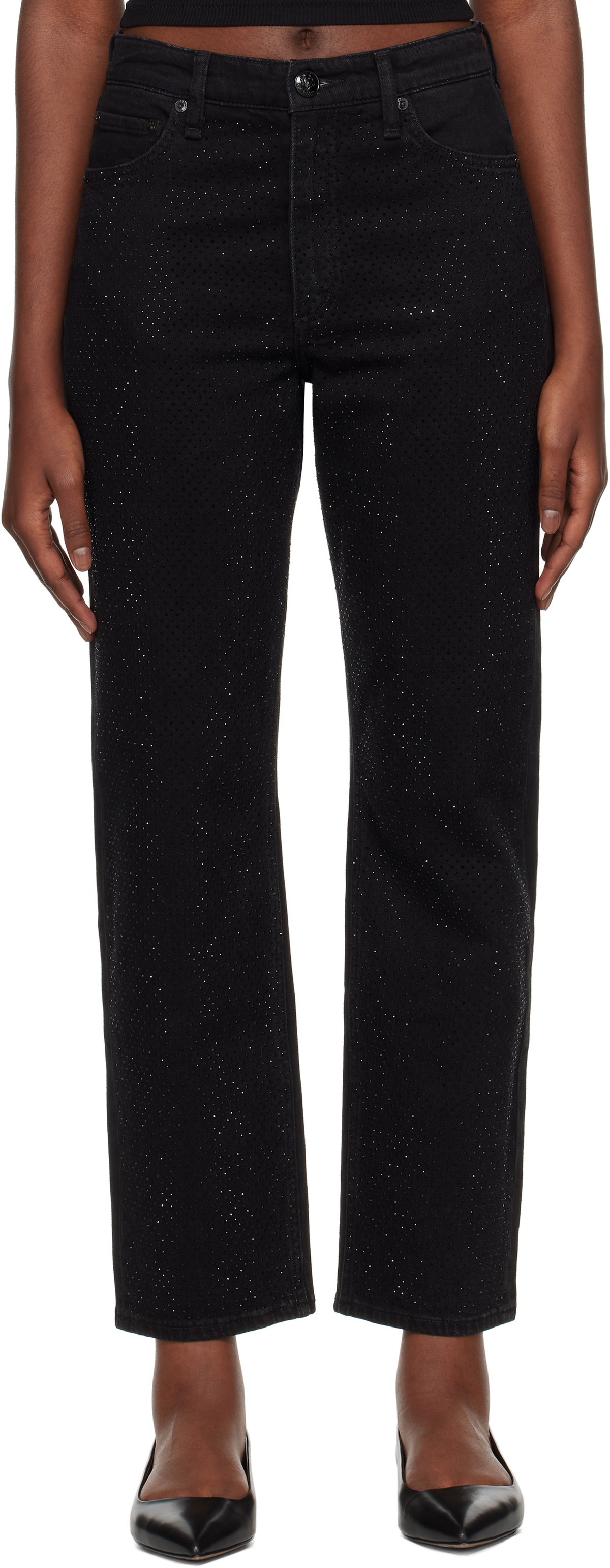 rag & bone Black Harlow Straight Jeans Rag and Bone