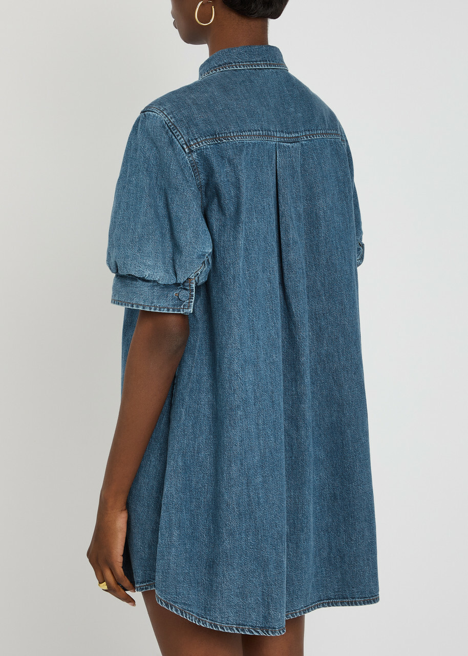 Frame The Play Denim Mini Dress Blue Frame Denim