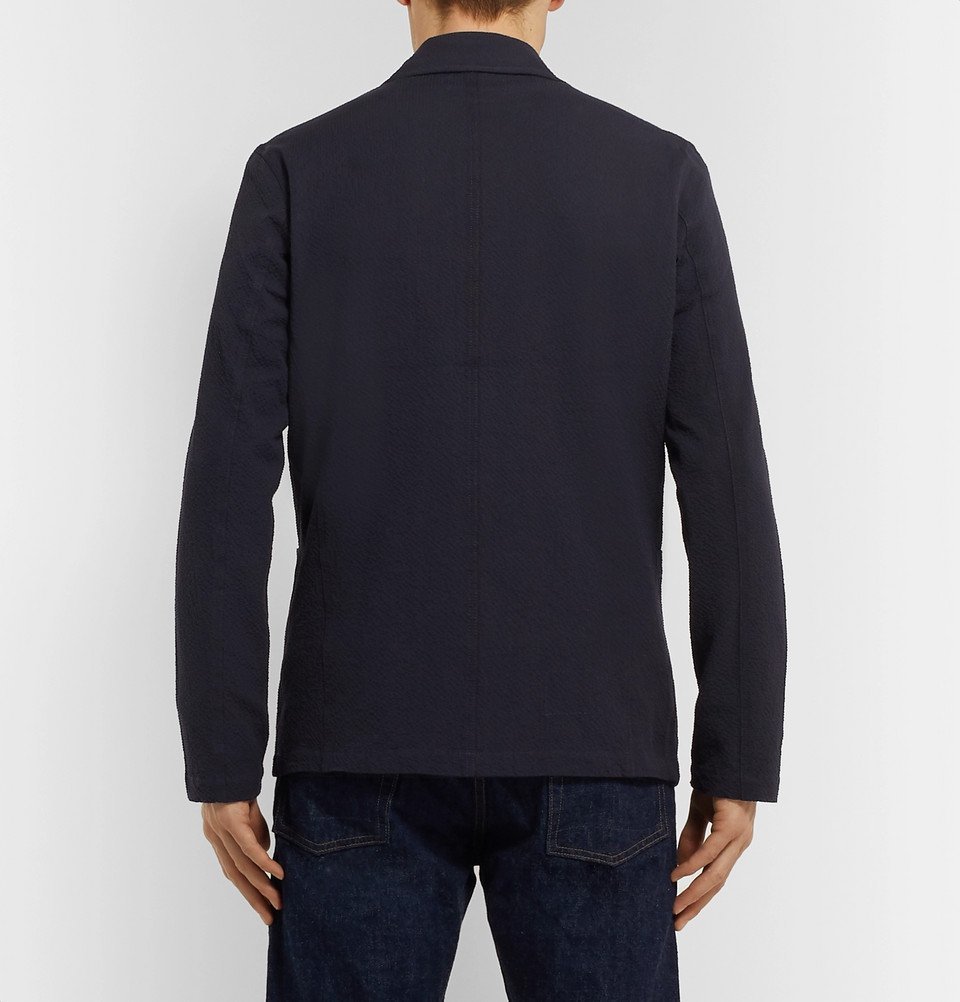 Universal Works - Stretch-Cotton Seersucker Chore Jacket - Navy ...