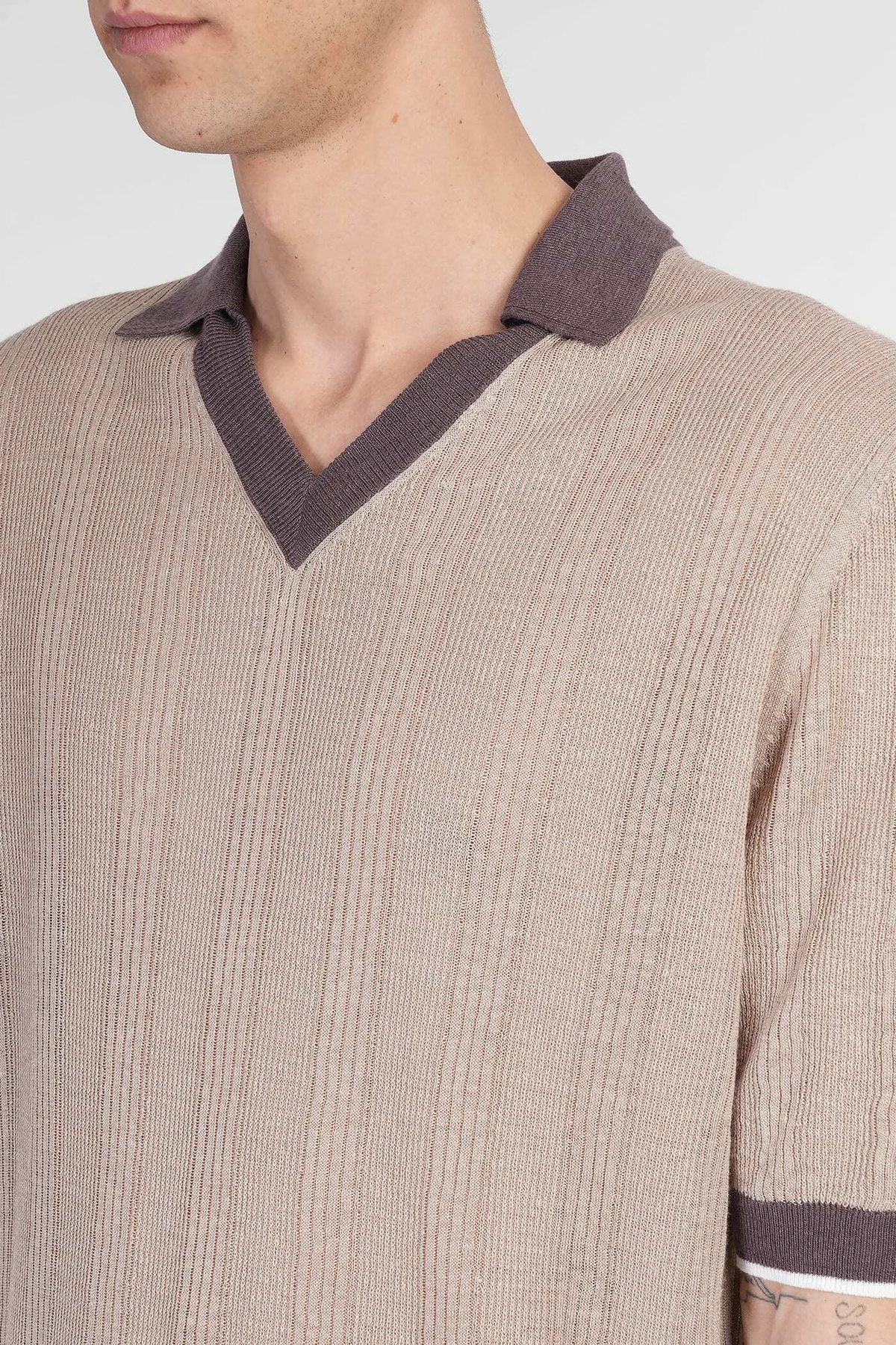 Ballantyne Polo In Beige Linen Ballantyne