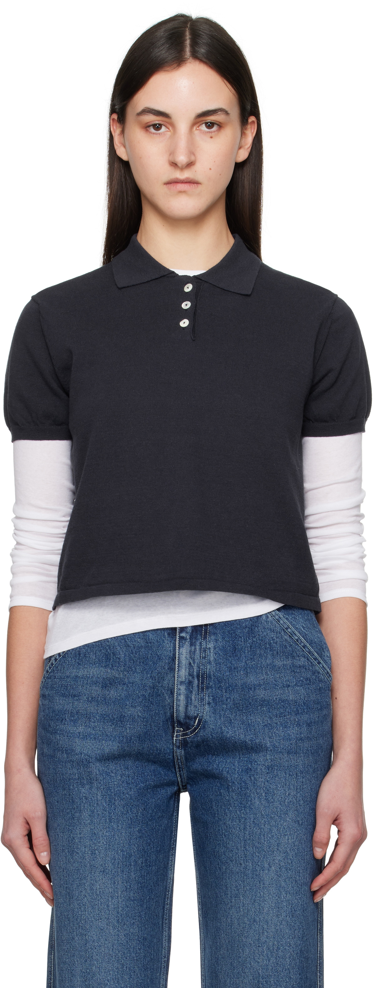 Nothing Written Navy Cotton Knit Polo NOTHING WRITTEN