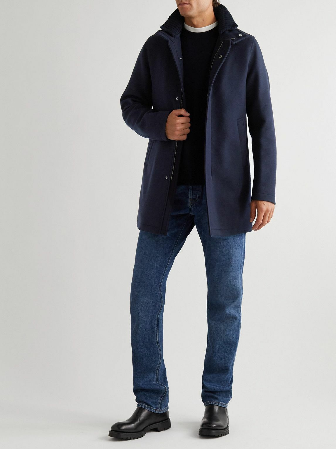 Herno - Wool-Blend Felt Coat - Blue Herno